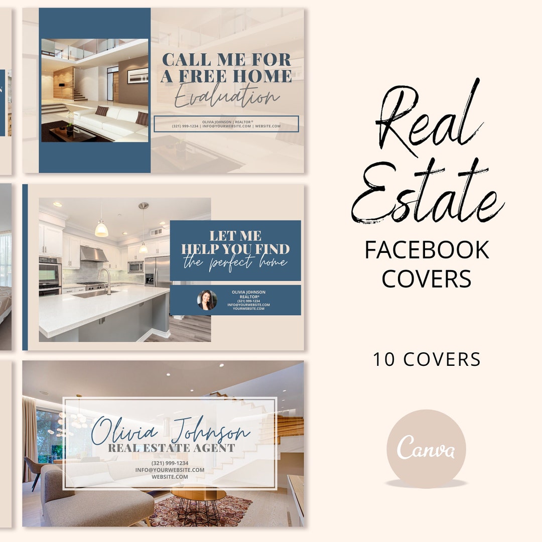 Real Estate Facebook Cover Templates: Realtor Canva Design (digital ...