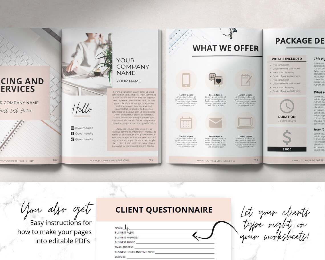 Virtual Assistant Pricing Template: VA Service Guide (canva Editable ...