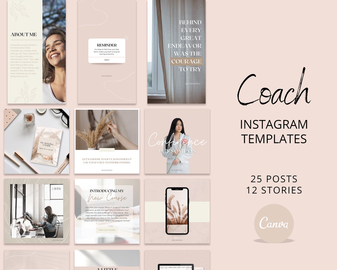 Coach Instagram Templates Life Coach Posts IG Coaching Canva - Etsy