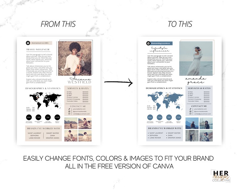 One Page Influencer Media Kit Template Influencer Outreach - Etsy