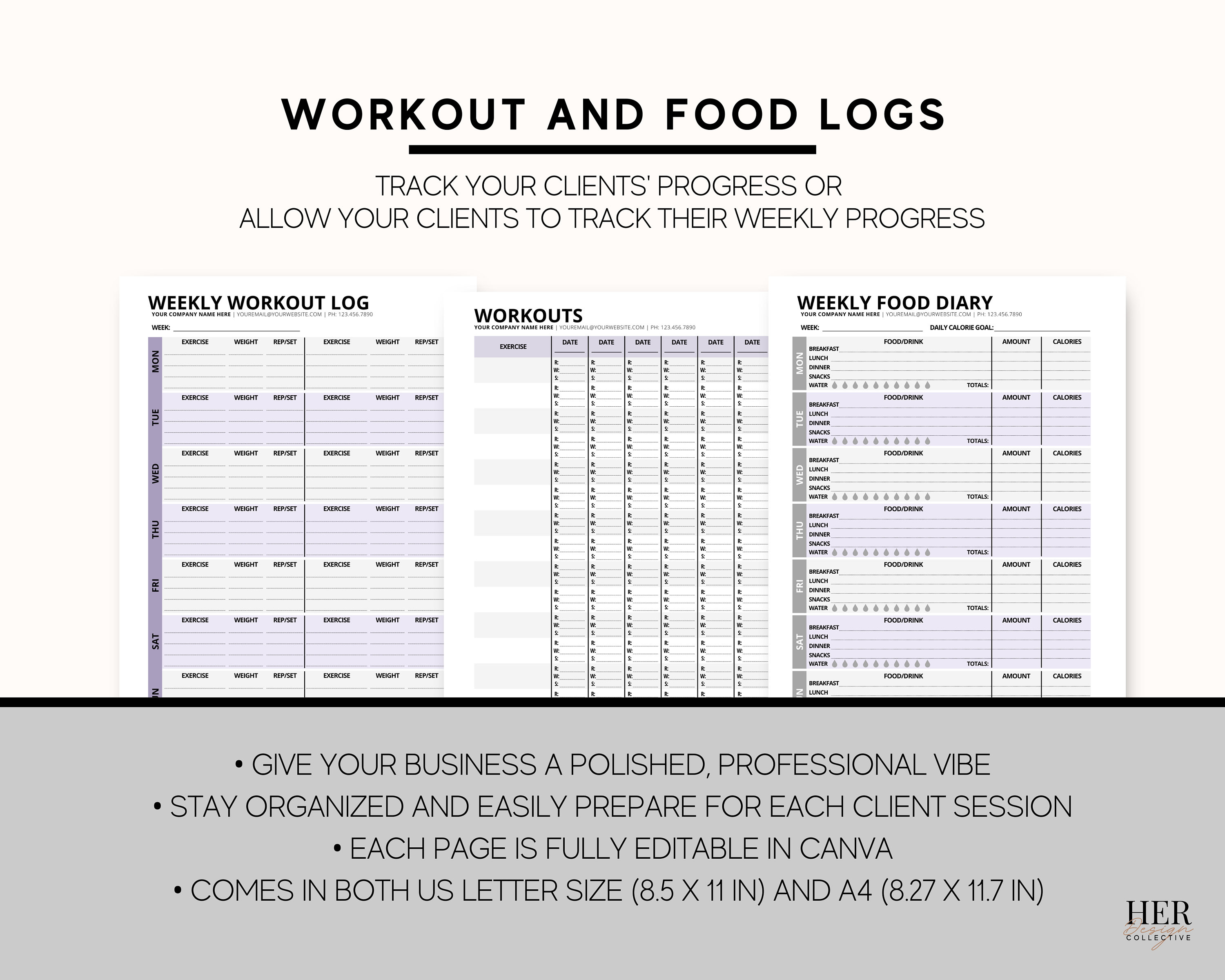 Personal Training Forms Template, Fitness Client Intake, Workout Logs ...
