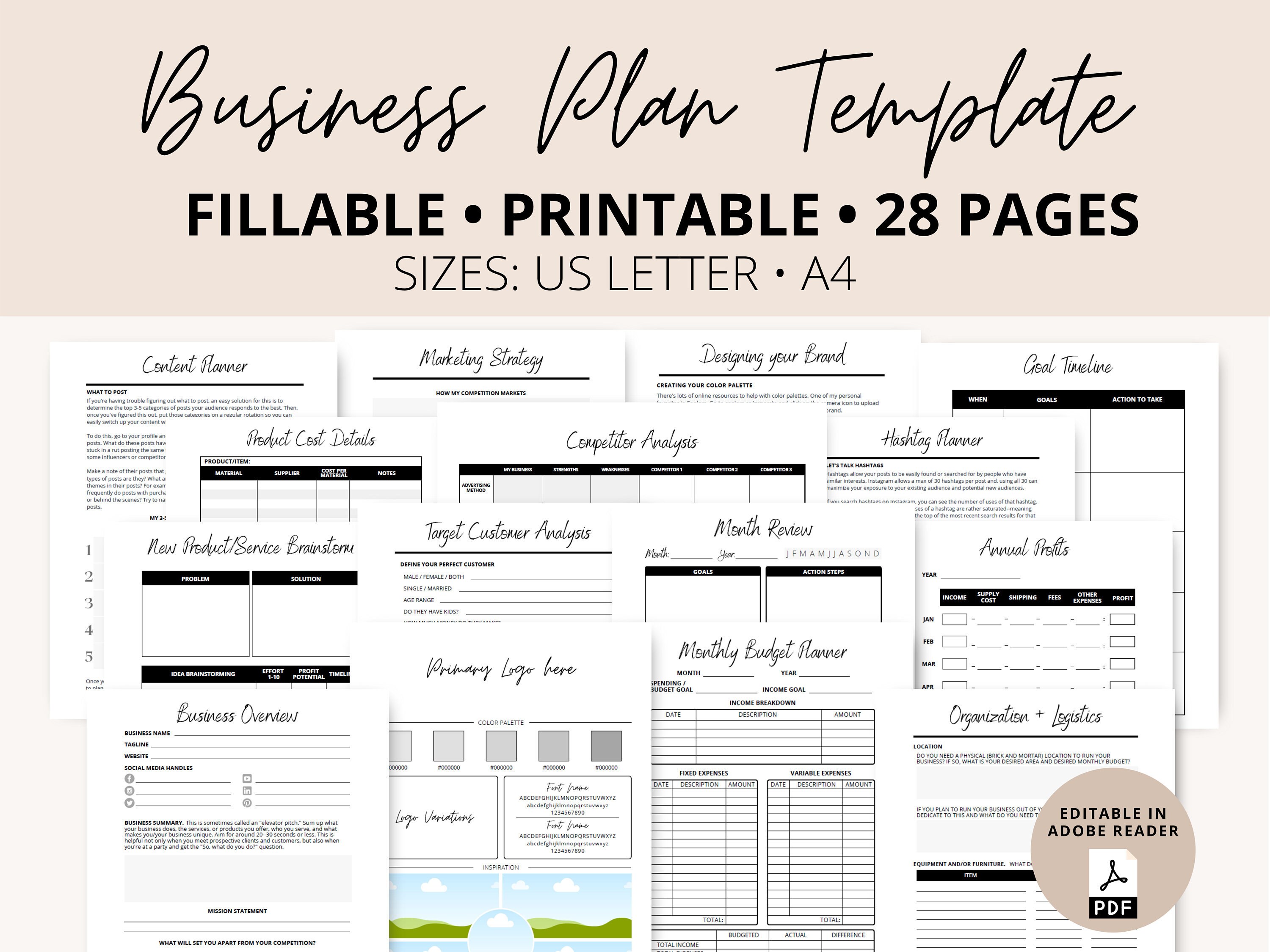 Business Plan Template Small Business Planner Business Etsy New Zealand