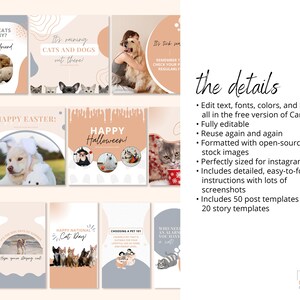 Pet Instagram Templates: Cat & Dog Pet Store Veterinarian Social Media ...