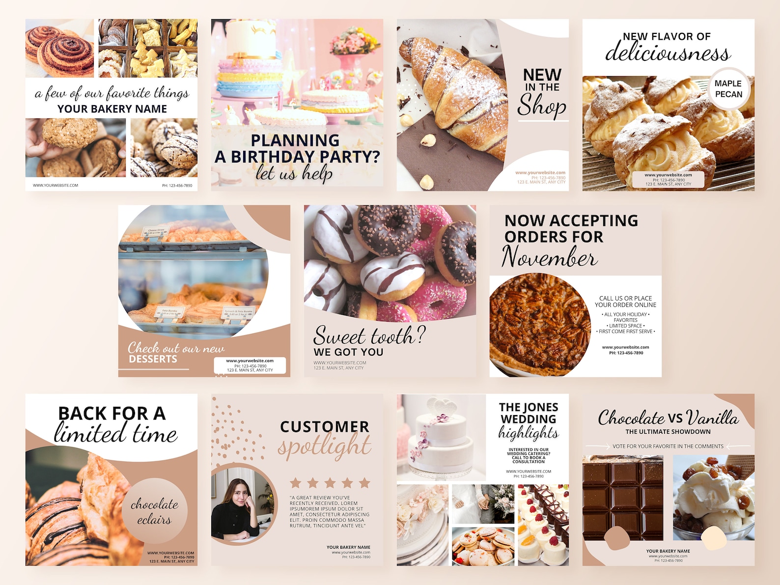 Bakery Instagram Templates Posts for Cake Decorator Bakery - Etsy