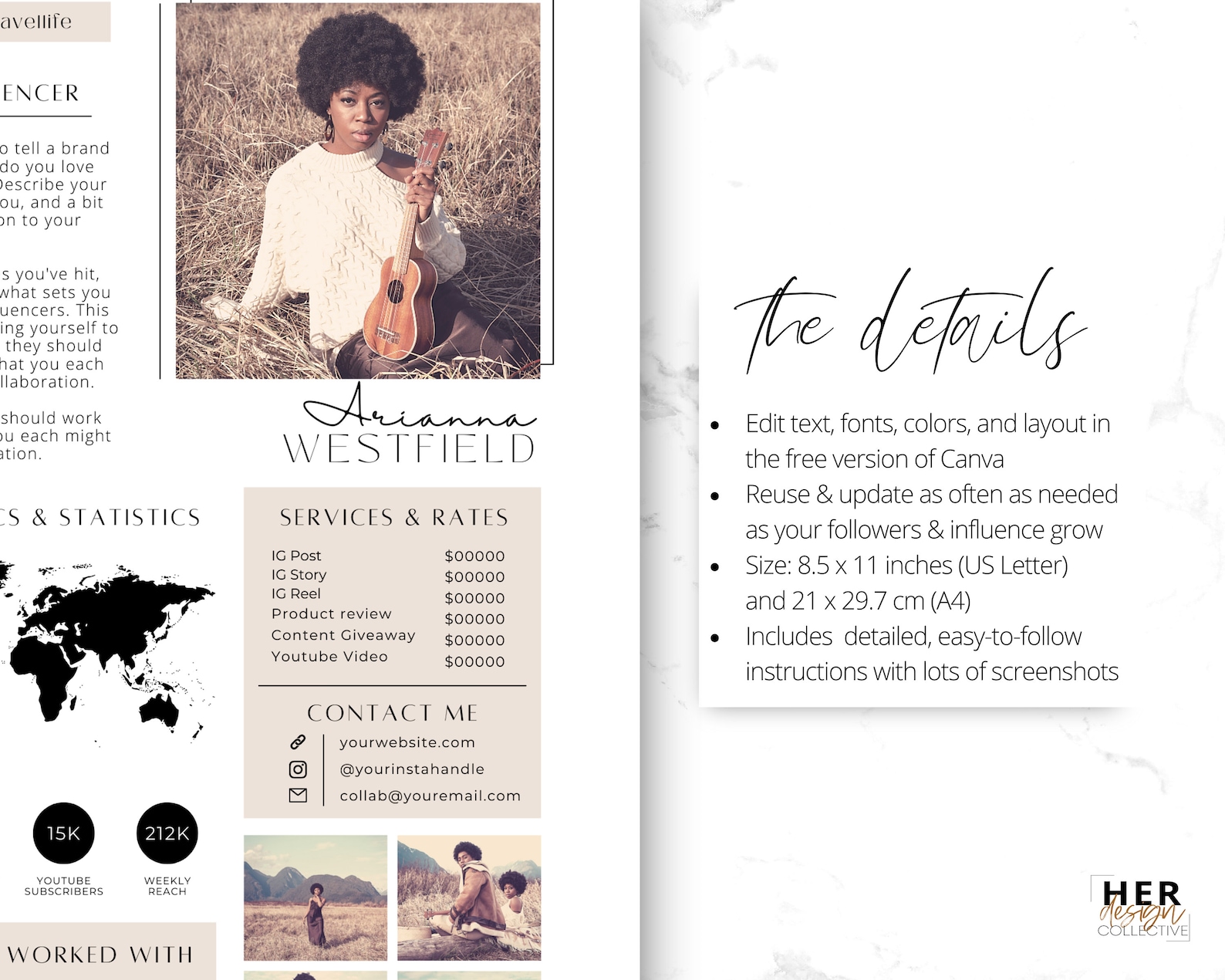 One Page Influencer Media Kit Template Influencer Outreach - Etsy