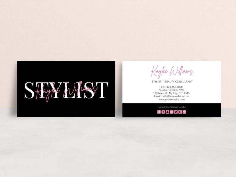 Editable Stylist Business Card Template Name Overlay - Etsy