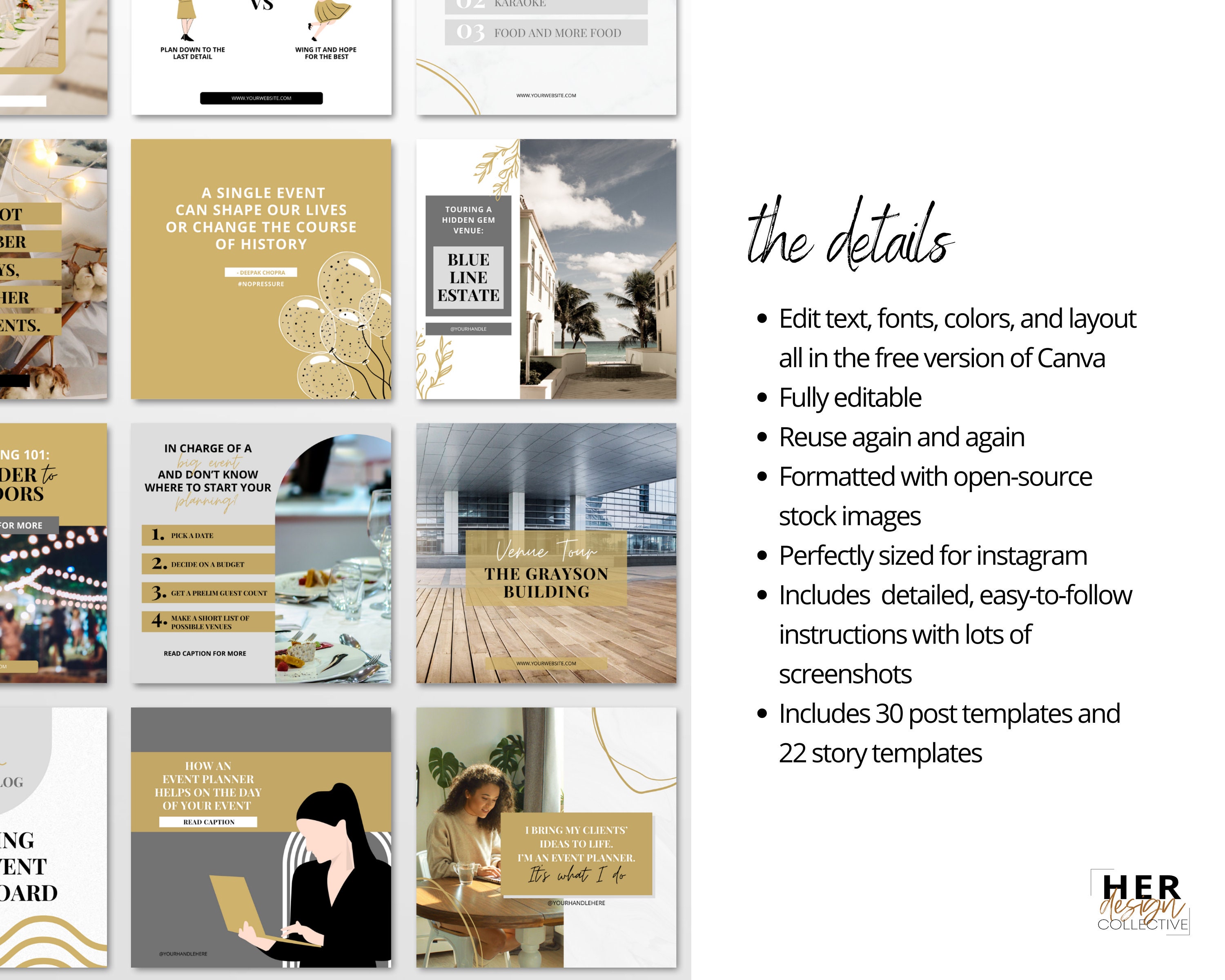 Event Planner Instagram Templates Event Coordinator Posts IG - Etsy Canada