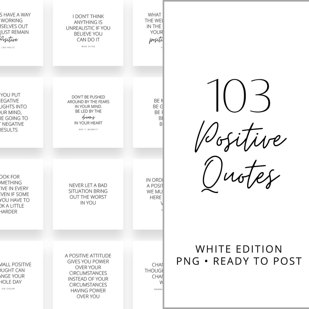 103 Positive Instagram Quotes: Black and White Social Media Templates ...