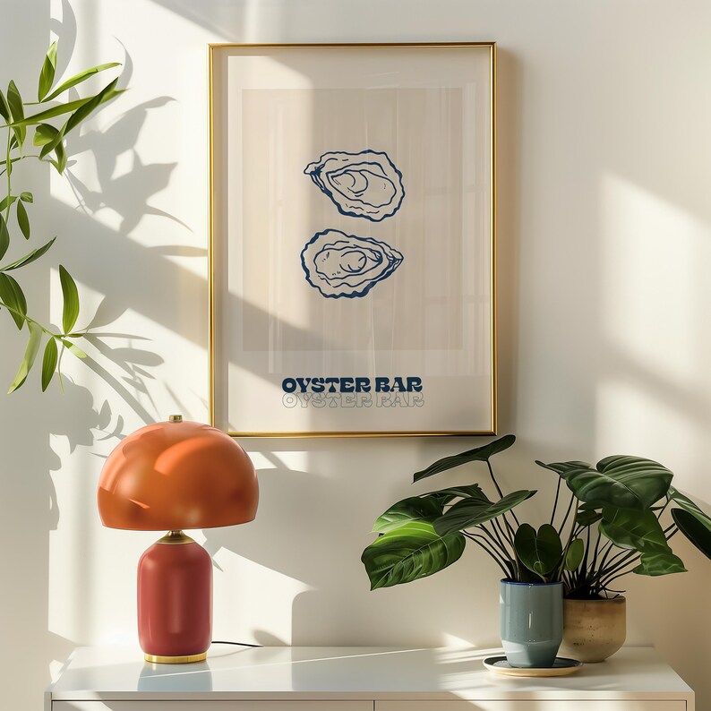 Oyster Bar Print, European Oyster Print, Fineline Print, Dining Wall ...