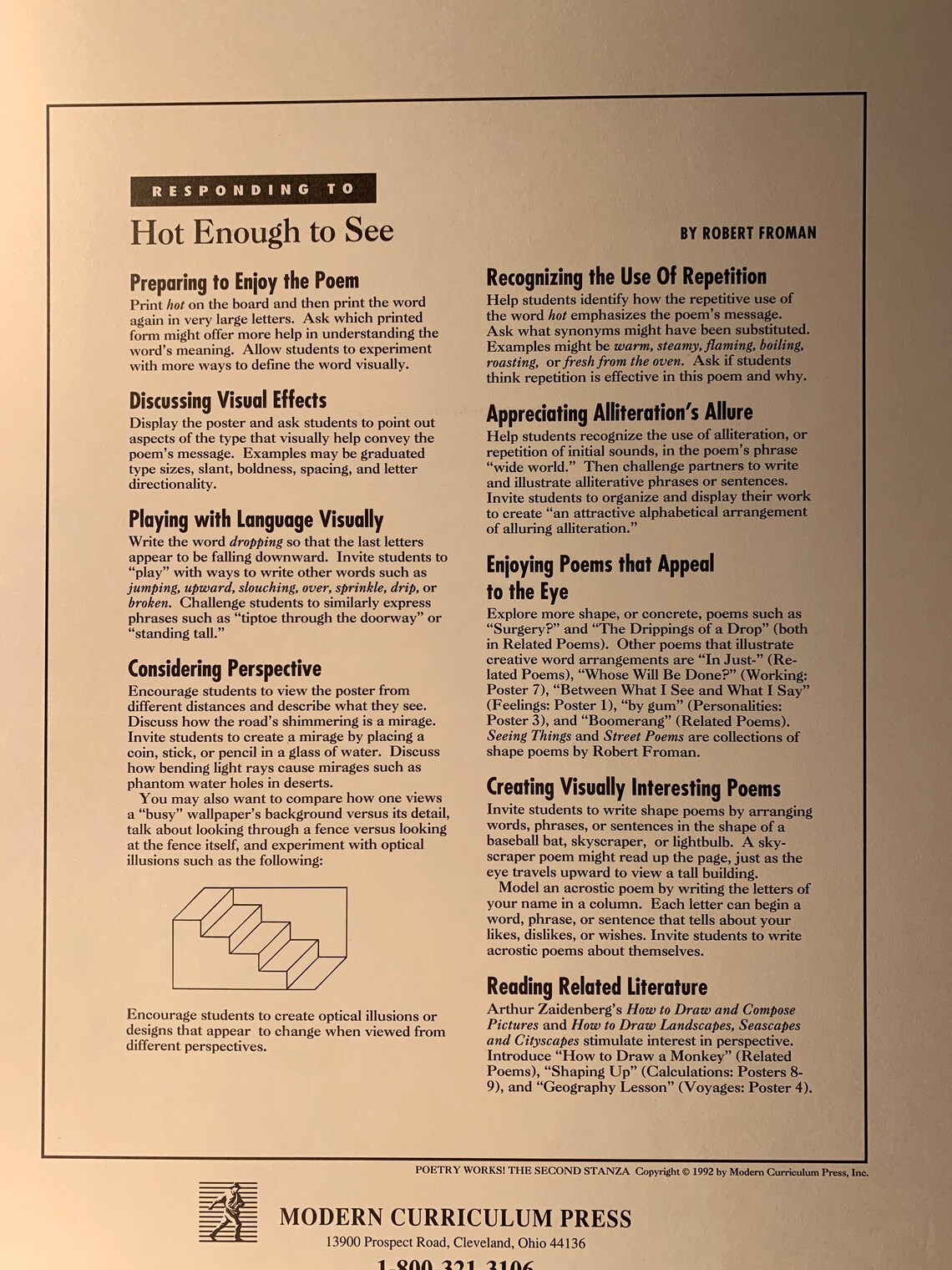 POSTER Perspective Word Art Poem "hot Enough to See" Gr 3-6 by Robert ...