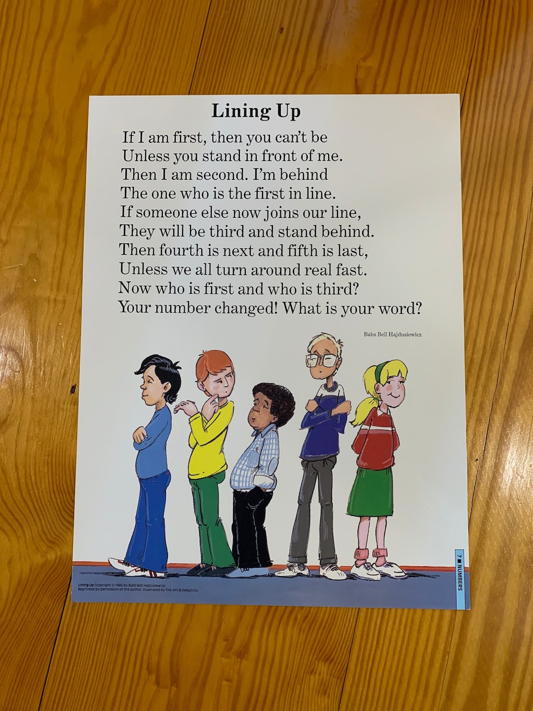 MATH POSTER POEM “lining Up" Ages 4+ Fun With Meaning Double-side W ...