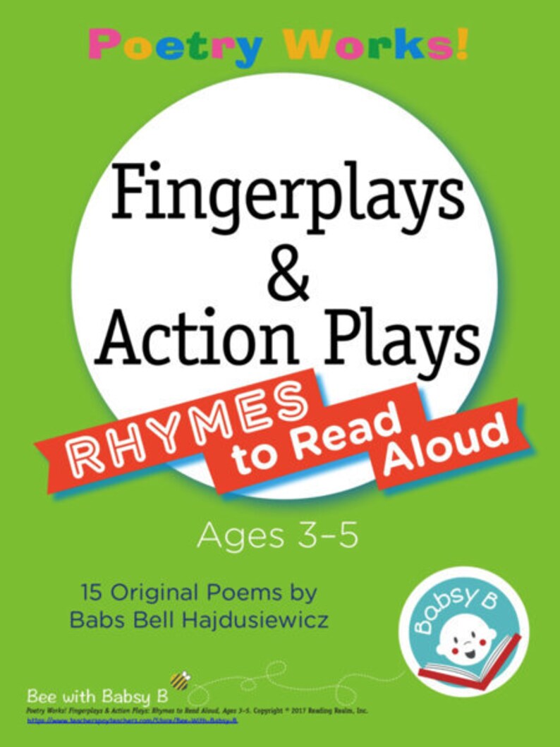 FINGERPLAYS & ACTION PLAYS Poetry Book Digital Ages 3-5+ Preschool Prek ...