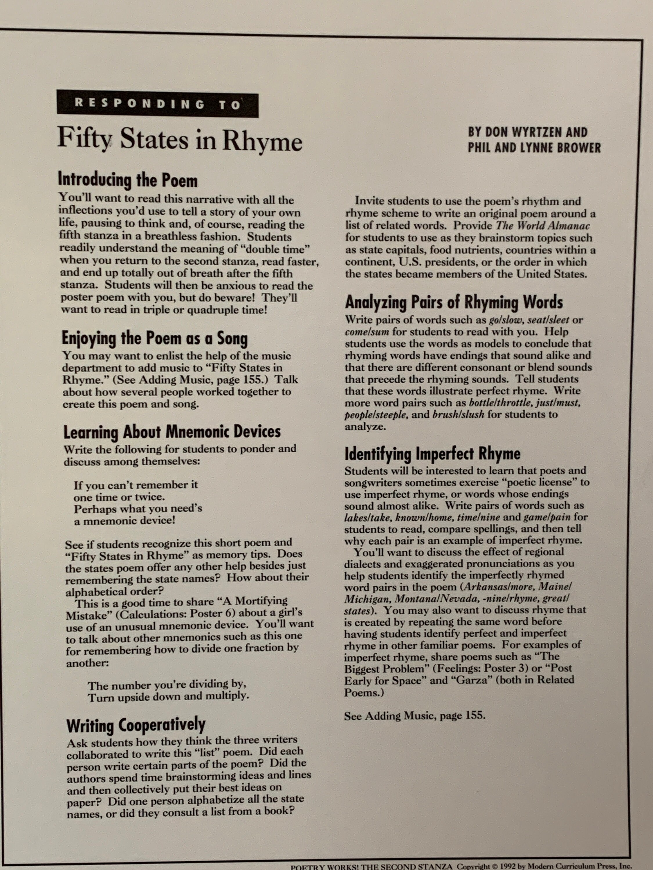 Poster FIFTY STATES in RHYME Geography History Social Studies - Etsy