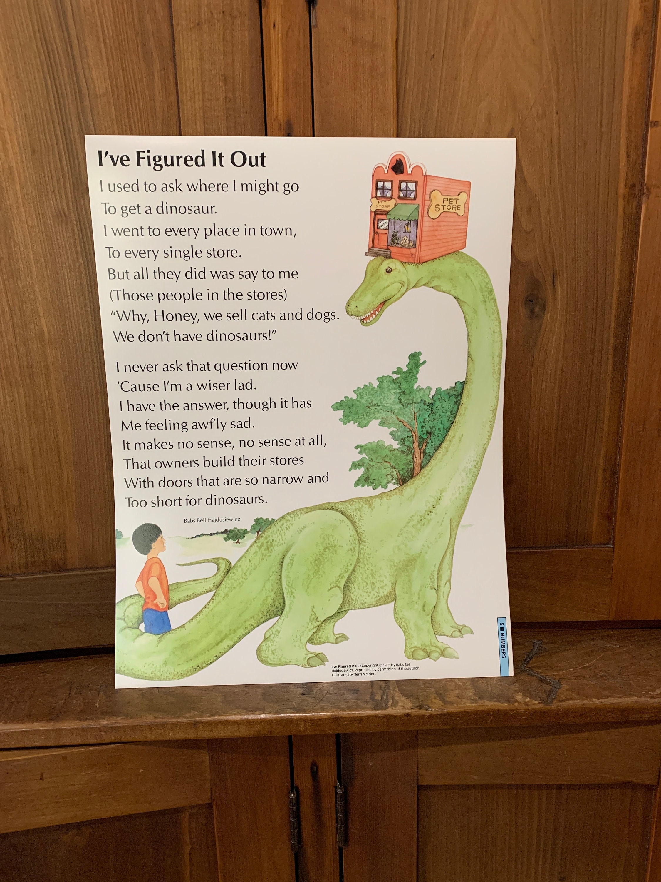 DINOSAUR POSTER Pet Store POEM "i've Figured It Out" by Babsy B Kid ...