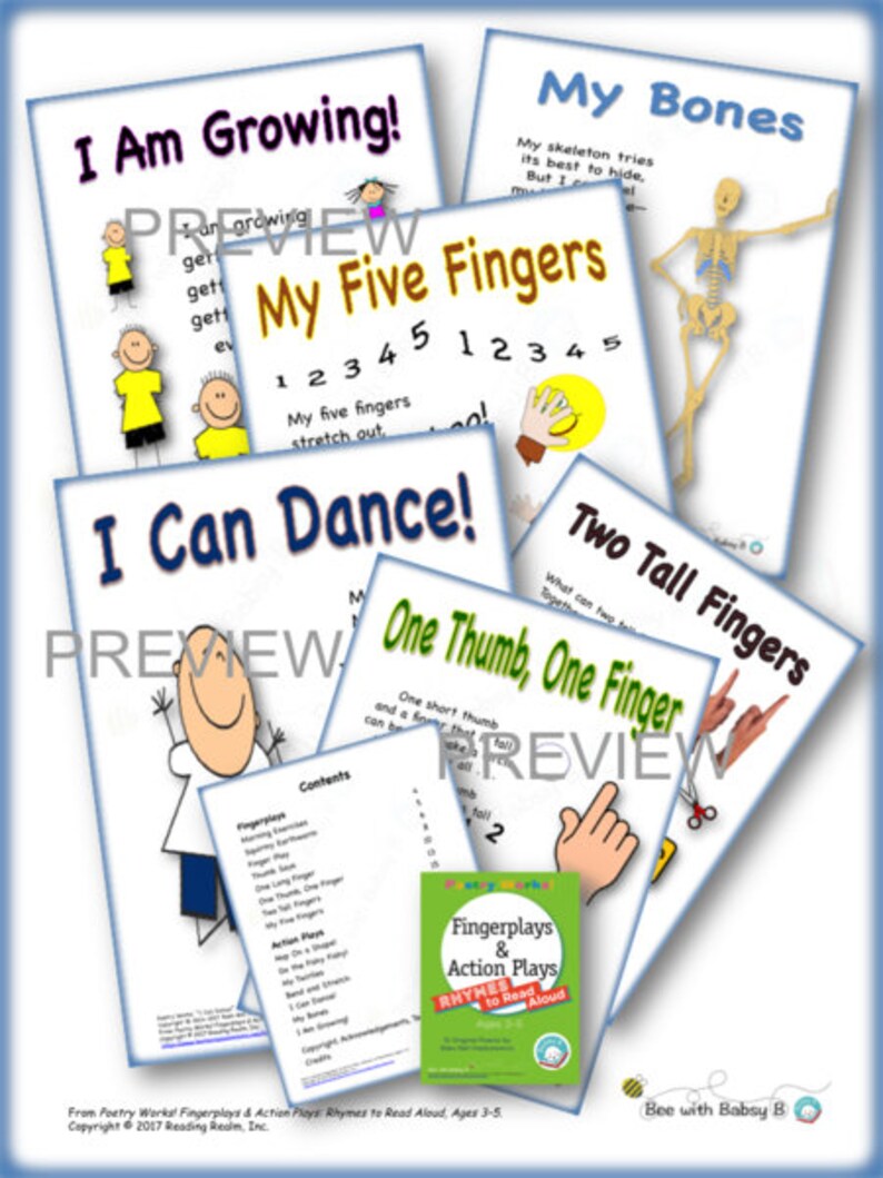 FINGERPLAYS & ACTION PLAYS Poetry Book Digital Ages 3-5+ Preschool Prek ...
