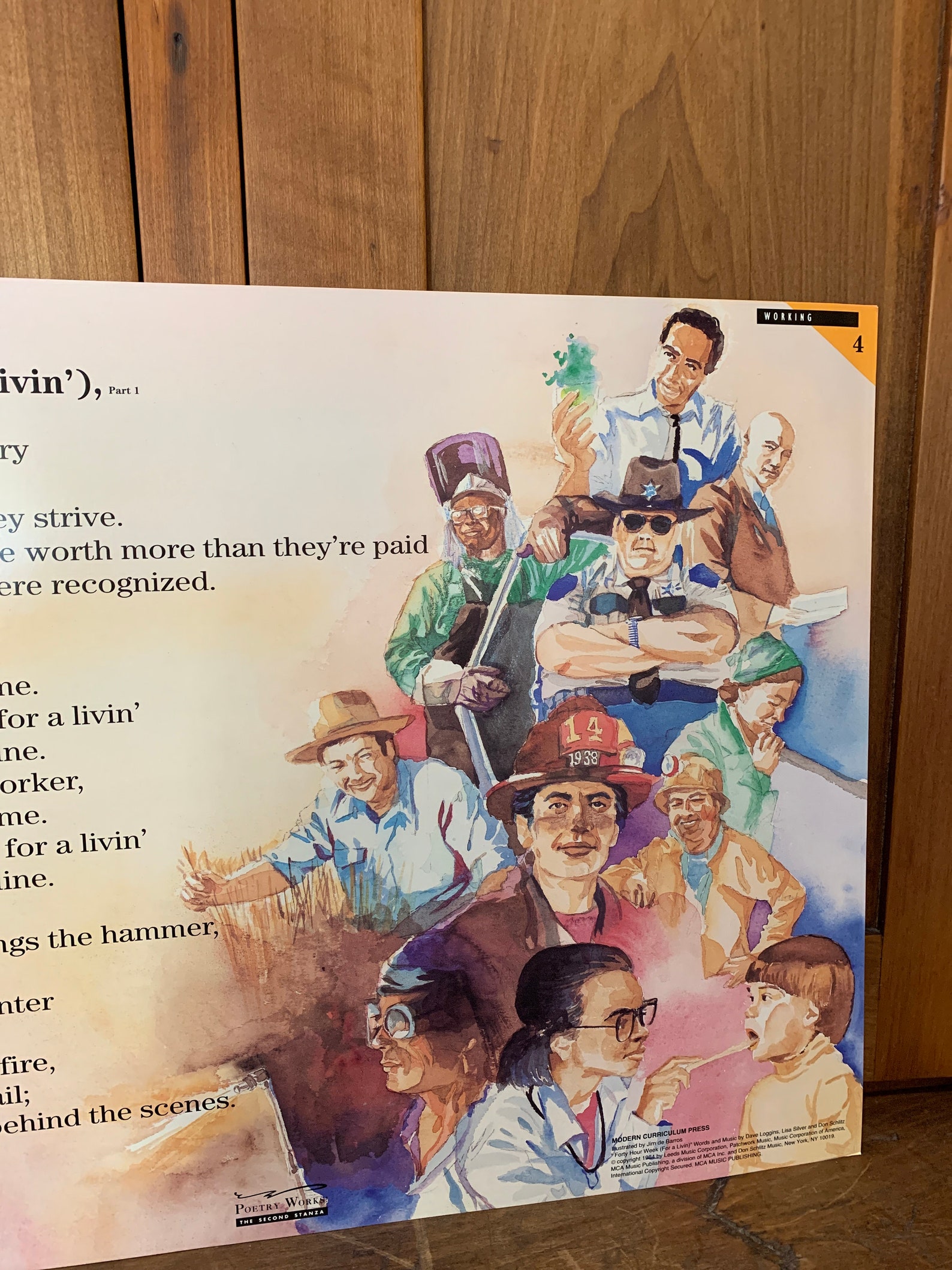 Posters Gr 3-6 Work & Occupations 80s Alabama Poem Song FORTY HOUR WEEK ...