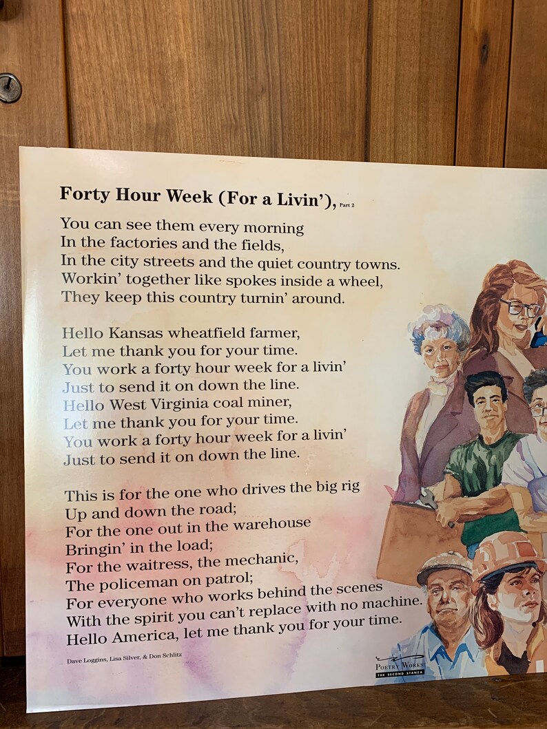 Posters Gr 3-6 Work & Occupations 80s Alabama Poem Song FORTY HOUR WEEK ...