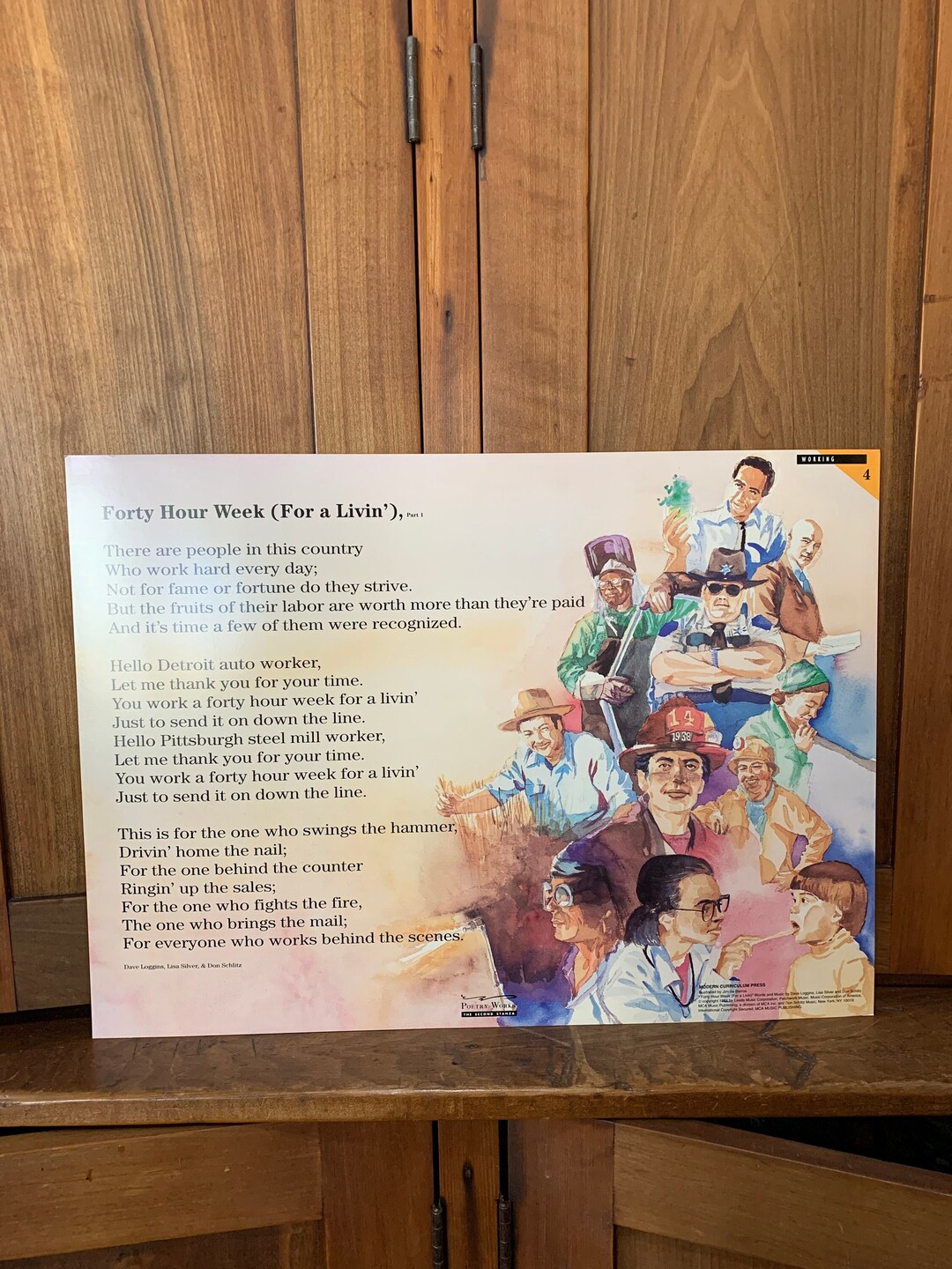 Posters Gr 3-6 Work & Occupations 80s Alabama Poem Song FORTY HOUR WEEK ...