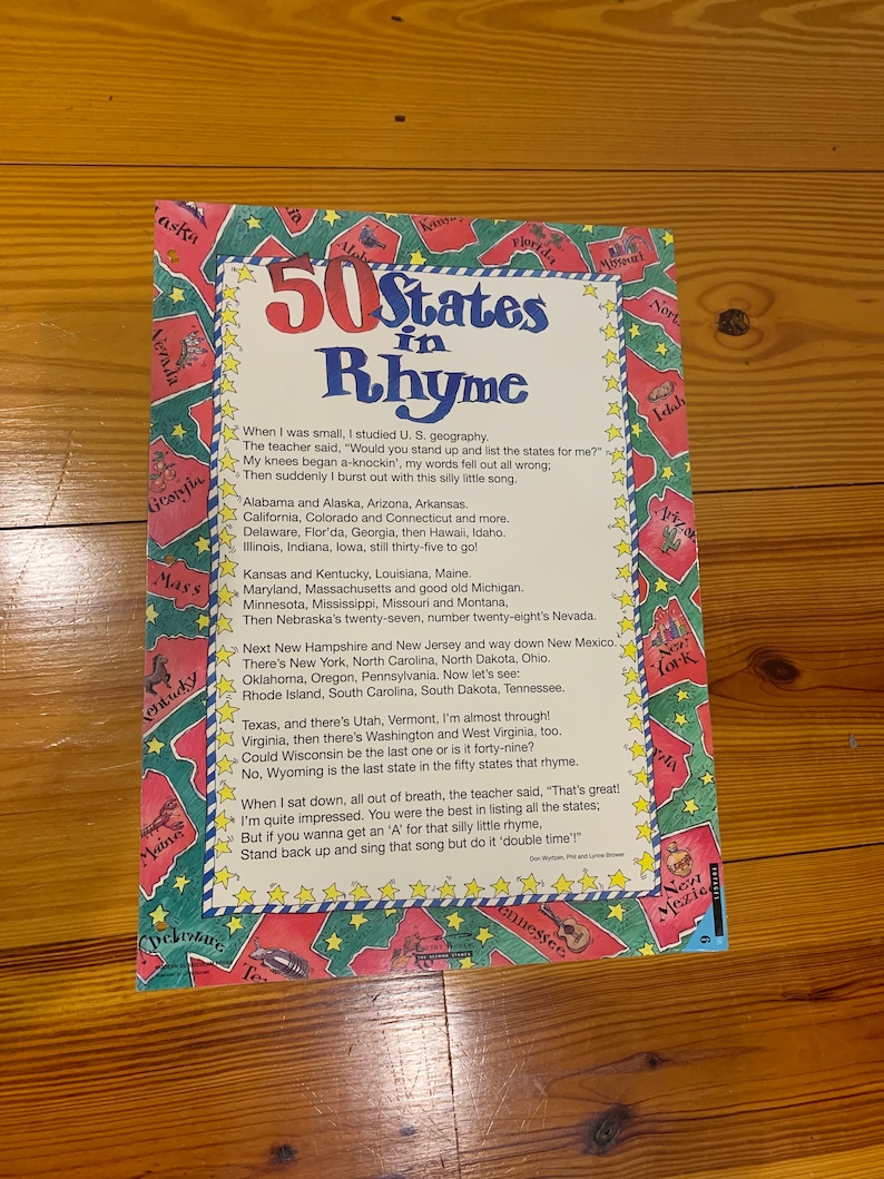 Poster FIFTY STATES in RHYME Geography History Social Studies - Etsy