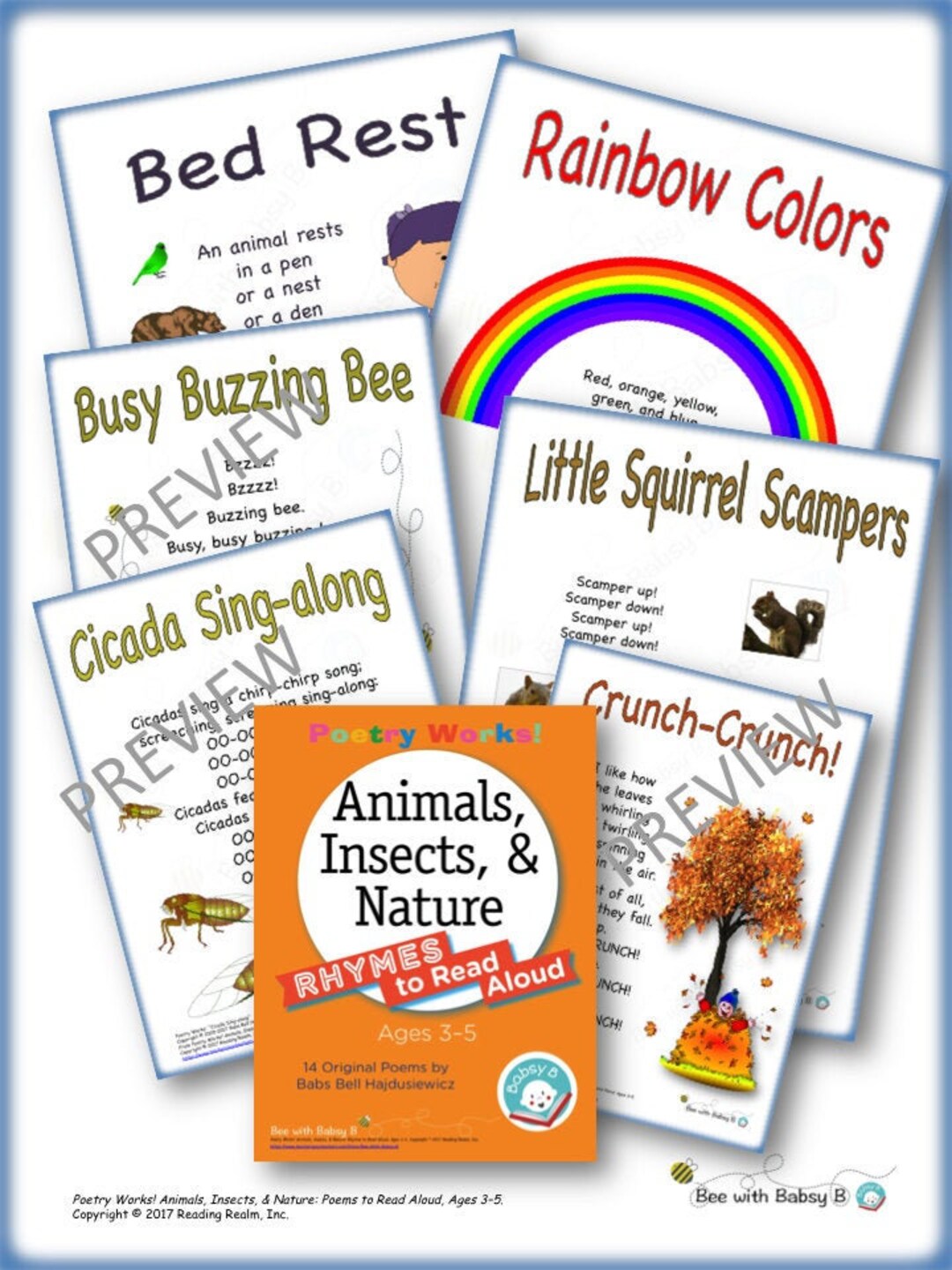 ANIMALS INSECTS & NATURE 14 Poems Book Phonics Digital Rhymes Pres Prek ...
