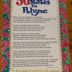 Poster FIFTY STATES in RHYME Geography History Social Studies W ...