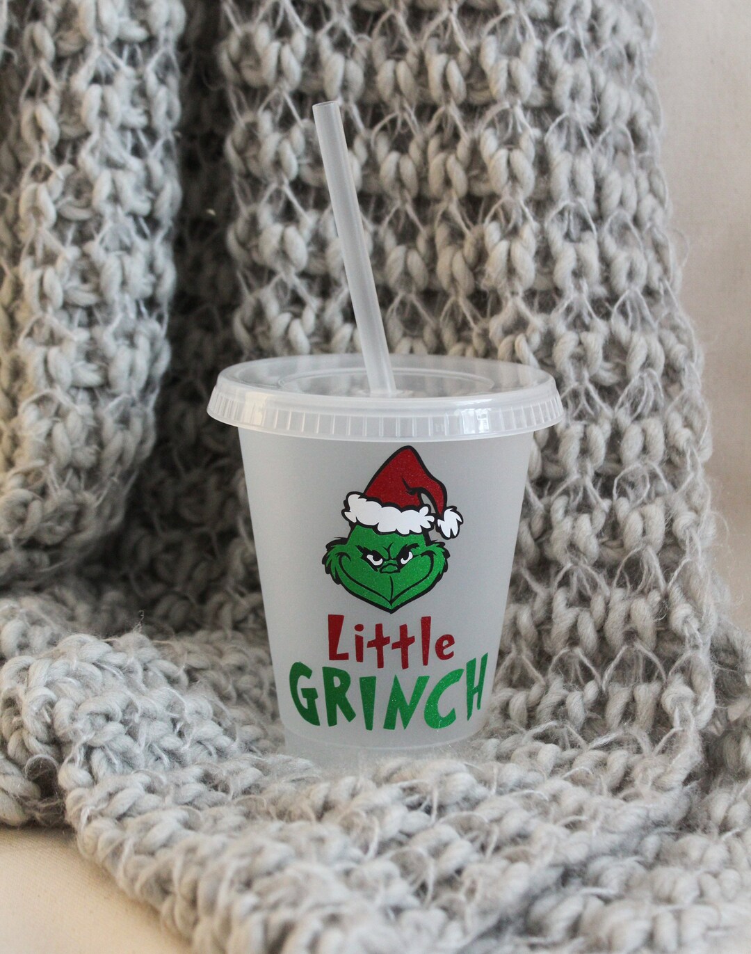 LITTLE GRINCH Christmas Frosted Cold Cup Iced Coffee Tumbler Drinkware ...