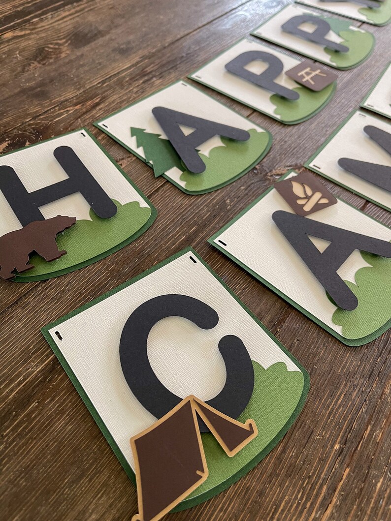 Happy Camper Banner/ One Happy Camper Banner/ Mountain Theme Banner ...