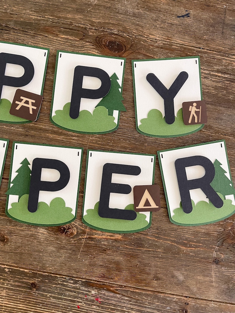 Happy Camper Banner/ One Happy Camper Banner/ Mountain Theme Banner ...