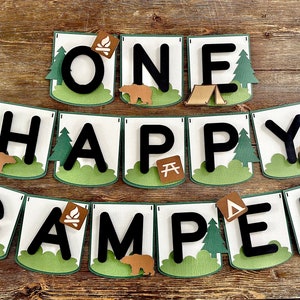 Happy Camper Banner/ One Happy Camper Banner/ Mountain Theme Banner ...