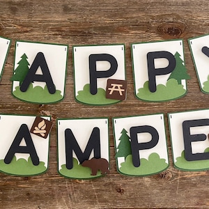 Happy Camper Banner/ One Happy Camper Banner/ Mountain Theme Banner ...