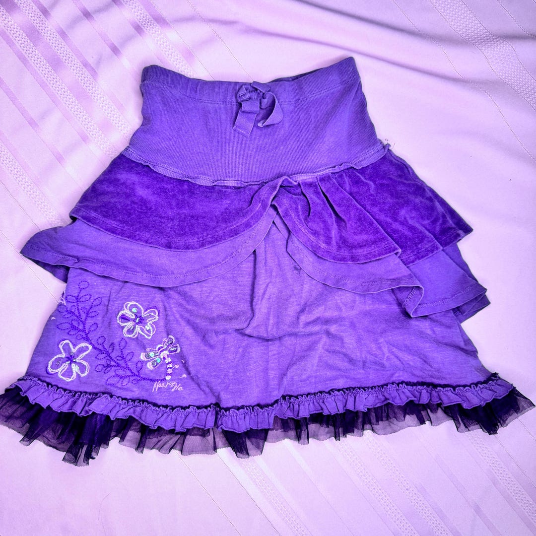Vintage Y2k Purple Layered Lace Kidcore Juniors Skirt Drawstring ...