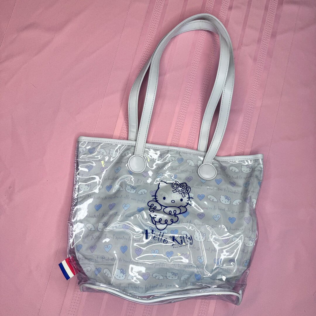 Sanrio 2002 Hello Kitty Angel Wings Baby Blue PVC Tote Shoulder Bag ...
