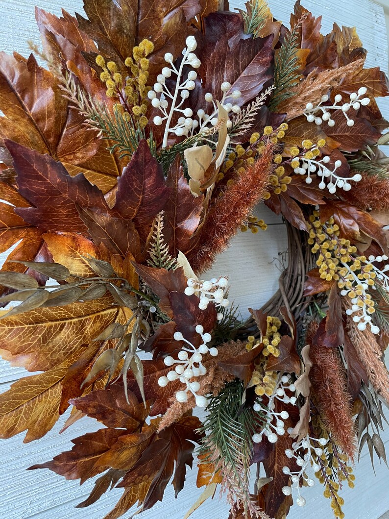 Fall Leaf Wreath for Front Door Fall Outdoor Wreath With - Etsy