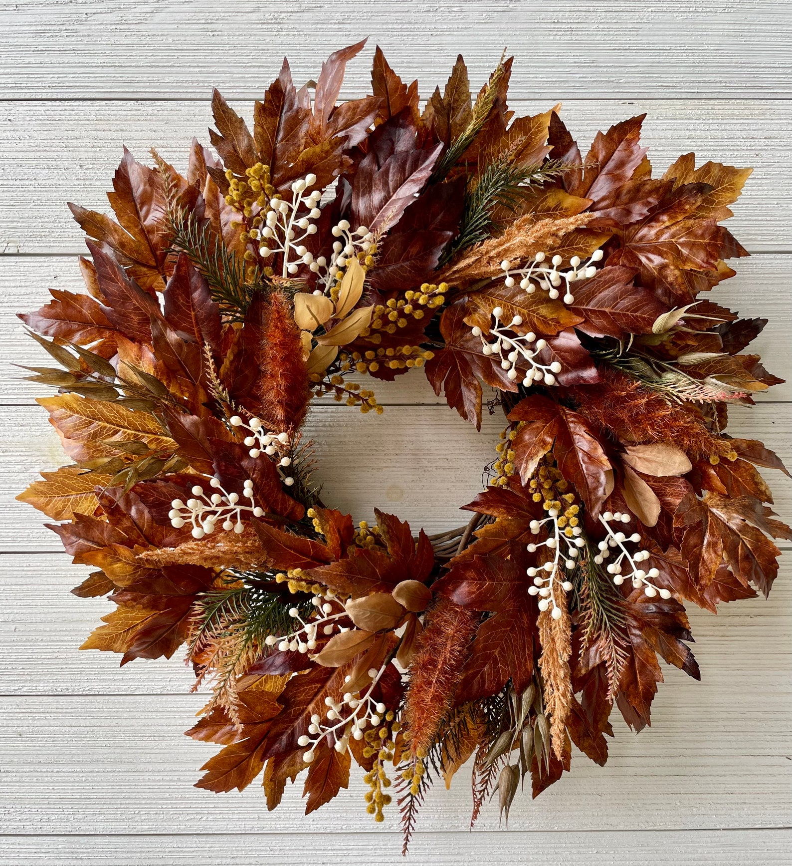 Fall Leaf Wreath for Front Door Fall Outdoor Wreath With - Etsy