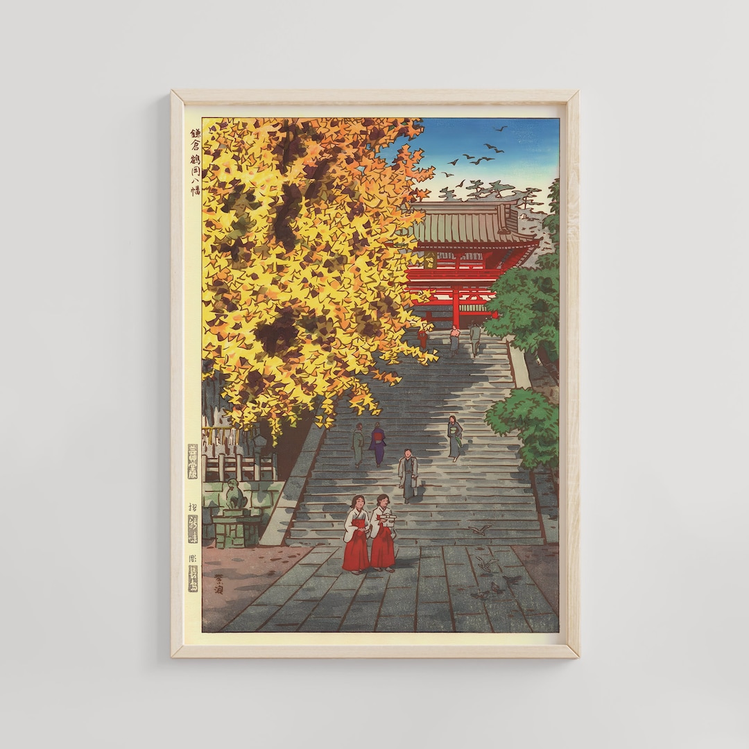 Kamakura Tsurugaoka Hachiman Shrine Art Print, Kasamatsu Shiro Ukiyo-e ...