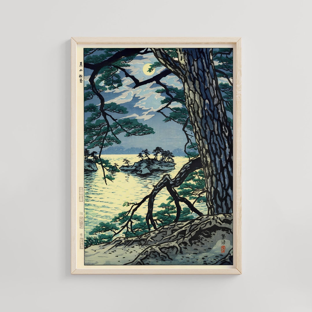 Moon at Matsushima - Kasamatsu Shiro Print, Japanese Artwork, Ukiyo-e Poster, Night Scene ...