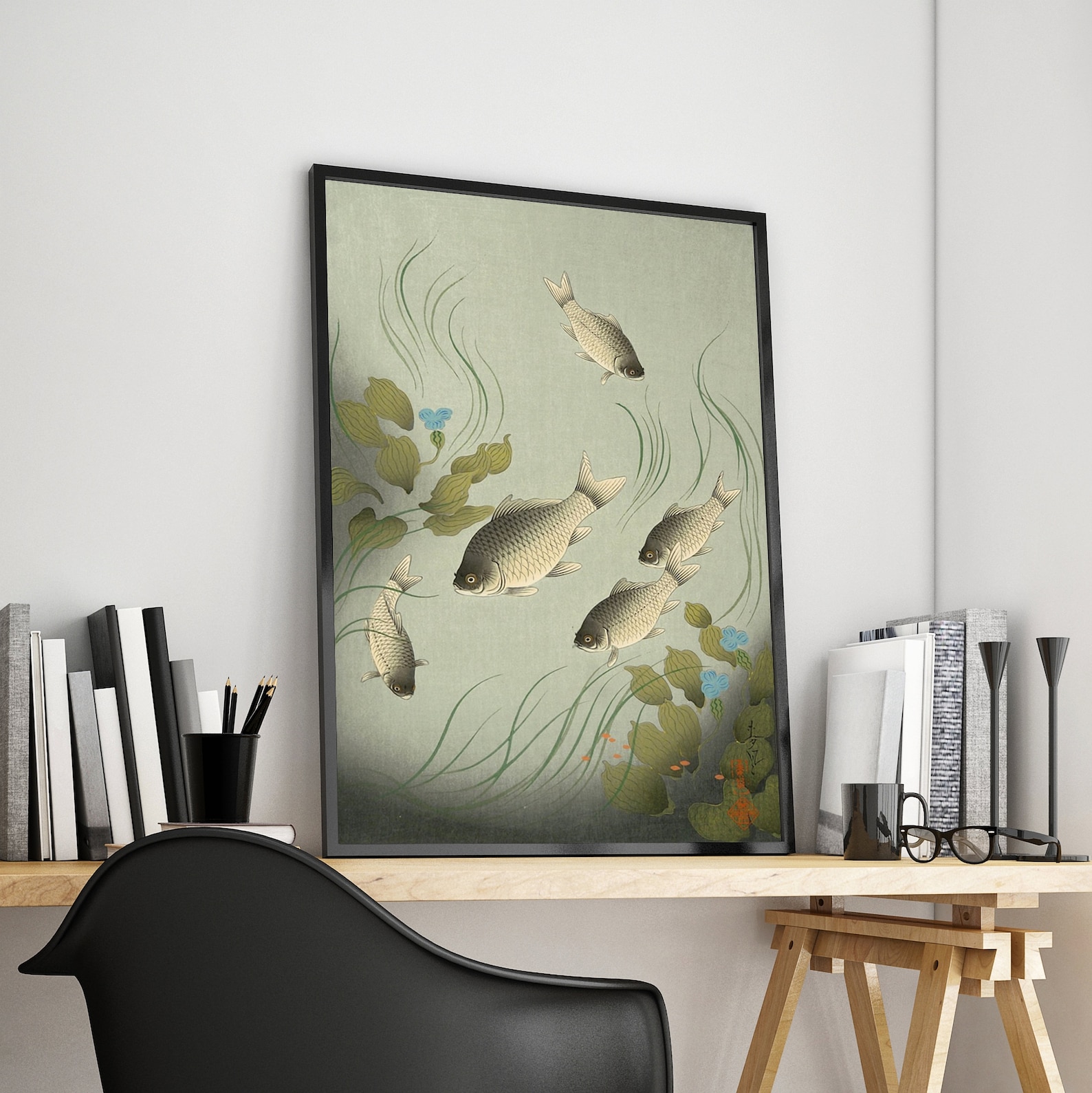 Crucian Carp Funa - Ohno Bakufu Print, Japanese Fish Print, Ukiyo-e ...