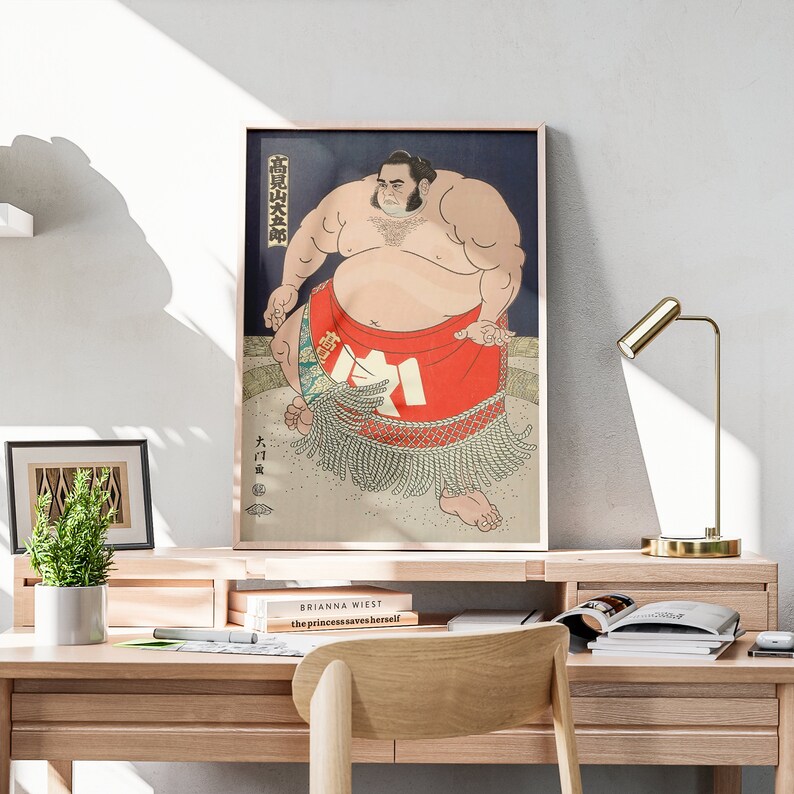 Champion Jesse Takamiyama Sumo Wrestler, Daimon Kinoshita, 1980s Ukiyo ...