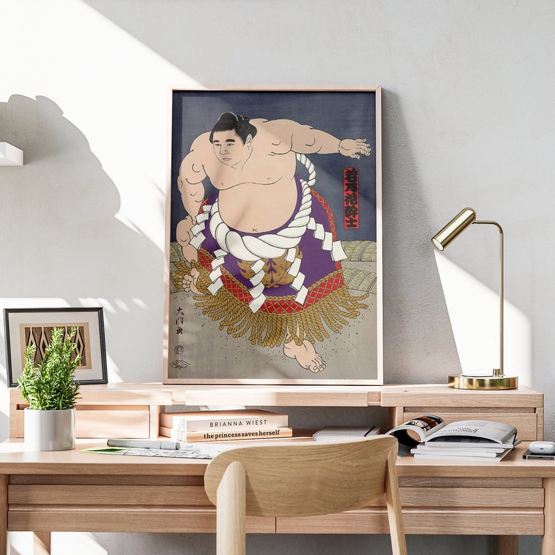 Wakanohana Sumo Wrestler, Daimon Kinoshita, 1980s Ukiyo-e Art, Japanese ...