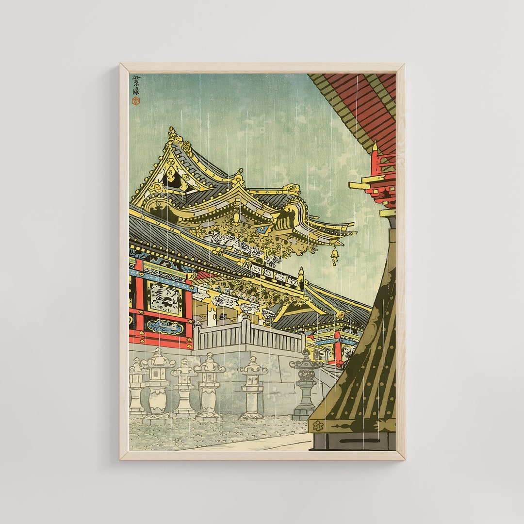 Yomei Gate in Light Rain Art Print, Kasamatsu Shiro Ukiyo-e, Japanese ...