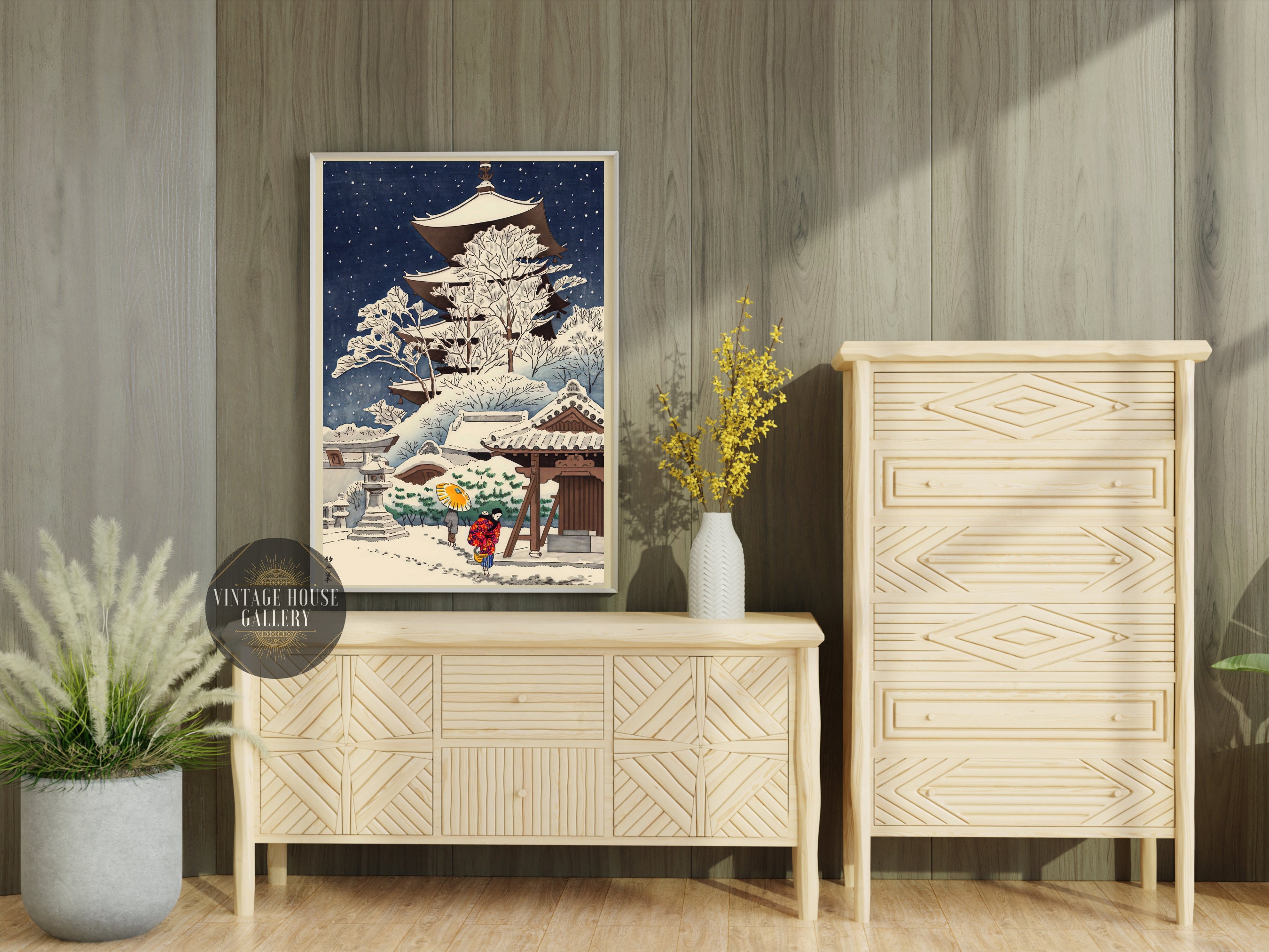 Snow in Toji Temple by Asano Takeji, Ukiyo-e Restored Japanese Art - Etsy