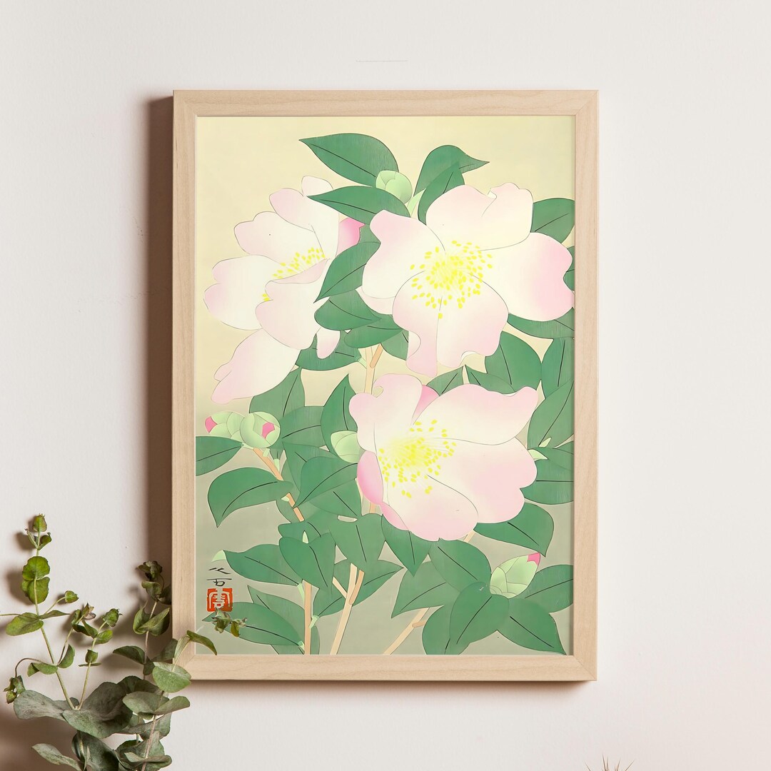 Camellia - Sazanka, Mukai Kuman, July 1949, Japanese Botanical Print ...