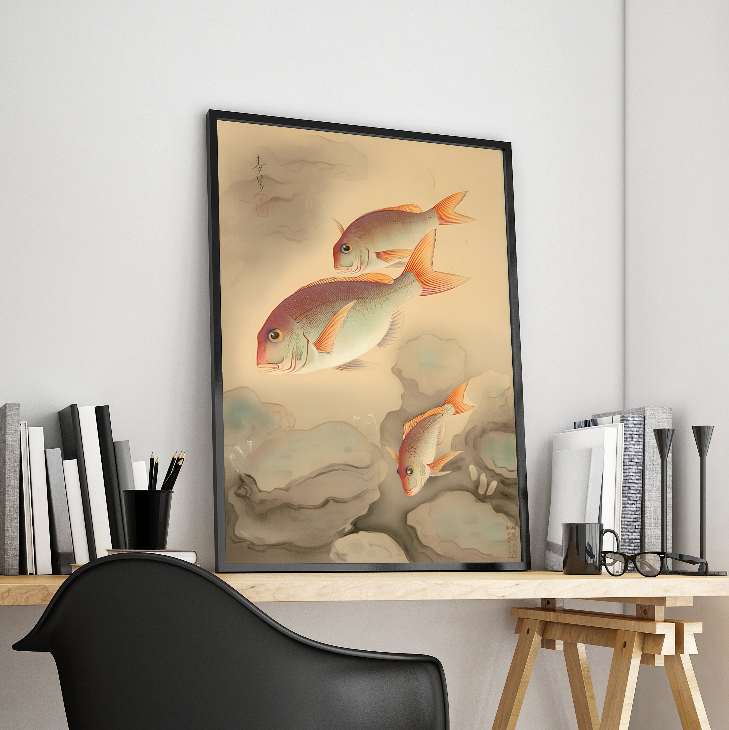 Sea Bream Kurodai by Ohno Bakufu, 1937 Japanese Fish Art Print, Ukiyo-e ...