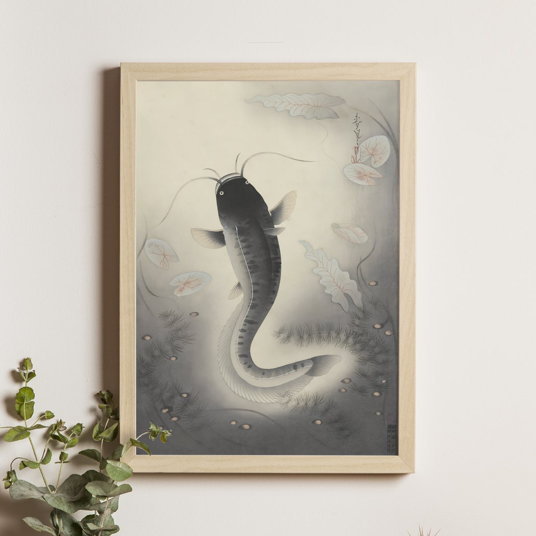 Catfish Namazu by Ohno Bakufu, 1937 Japanese Fish Art Print, Ukiyo-e ...