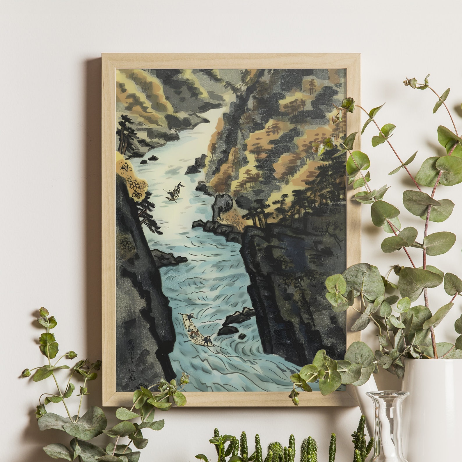 Hotsugawa Kudari Drifting the Hotsu River by Ito Nisaburo, 1950s Ukiyo ...