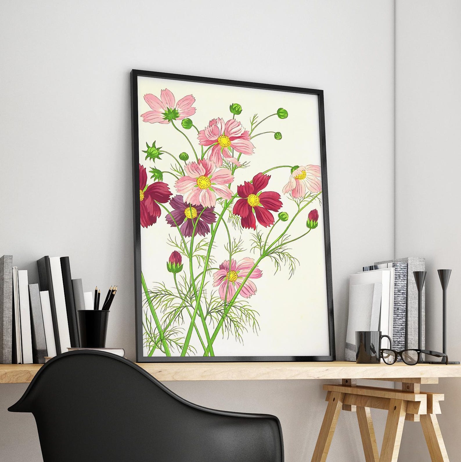 Cosmos by Nishimura Hodo, 1940, Japanese Floral Shin-hanga Print ...