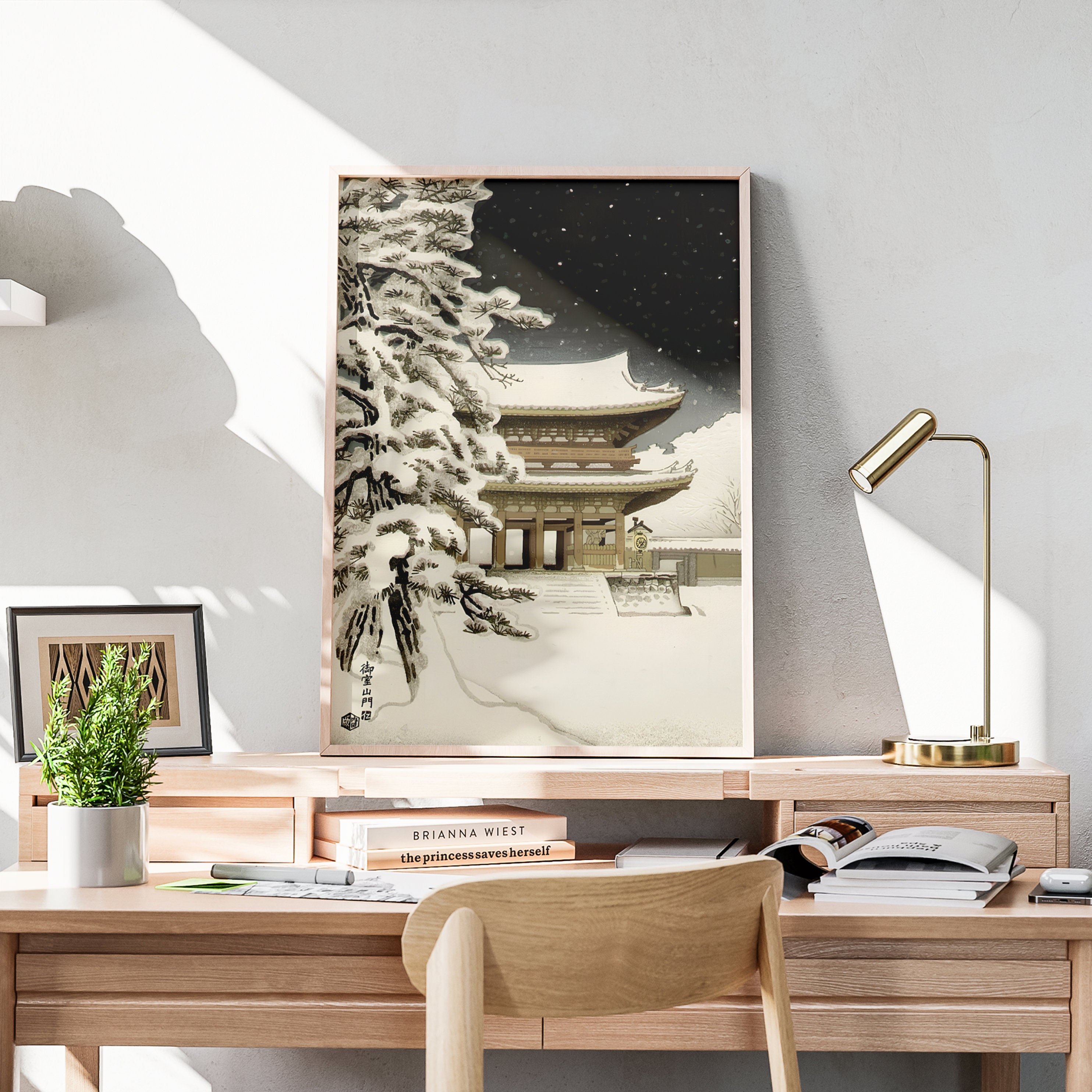 Ninnaji Temple-gate in Snow - Ito Nisaburo Art Print, 1950s Ukiyo-e ...