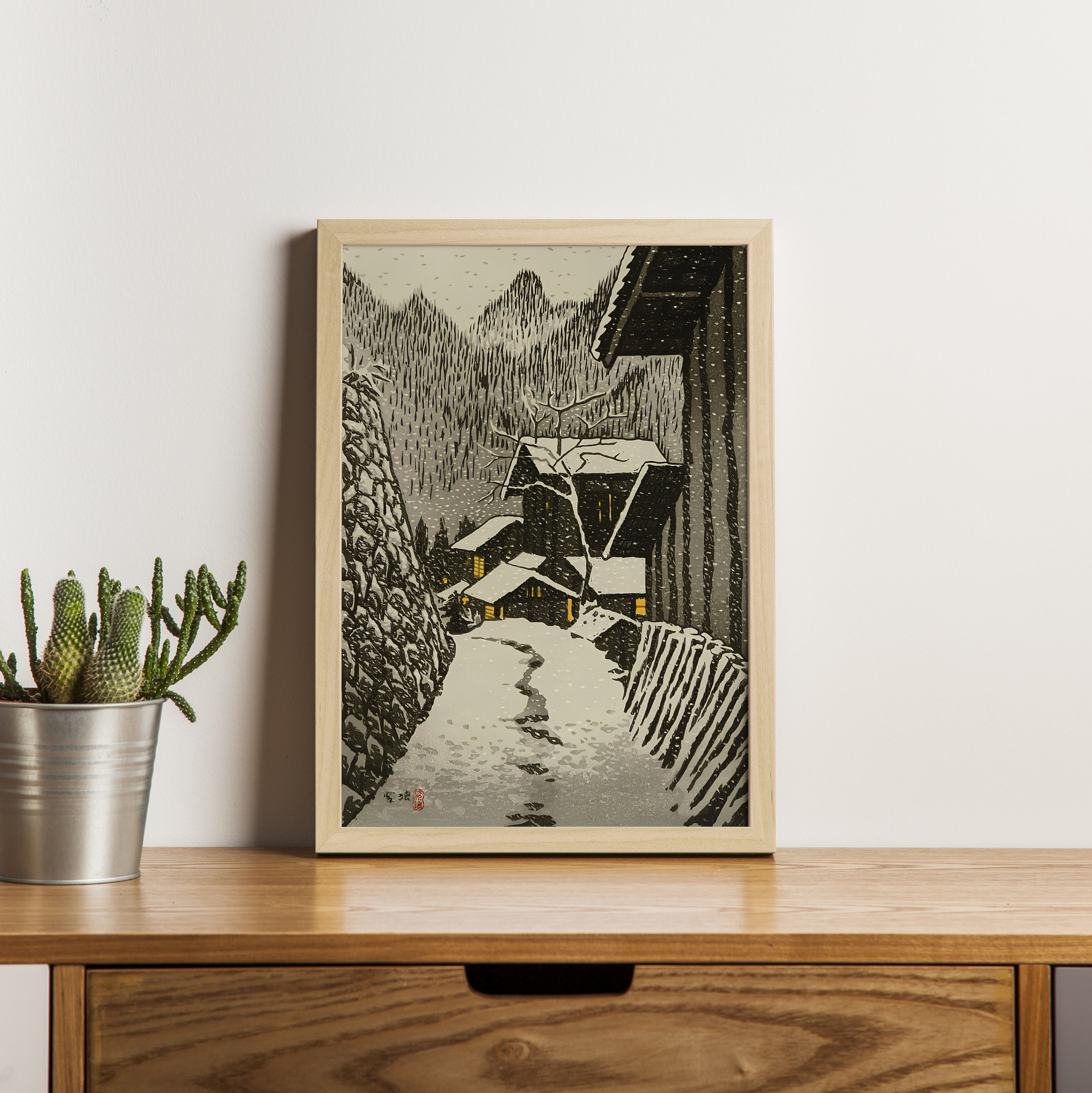 Evening Snow Scene - Kasamatsu Shiro Art Print, Japanese Ukiyo-e ...