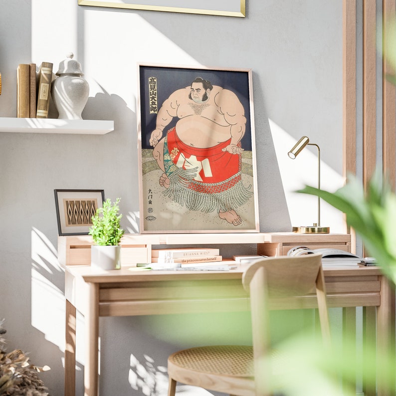 Champion Jesse Takamiyama Sumo Wrestler, Daimon Kinoshita, 1980s Ukiyo ...