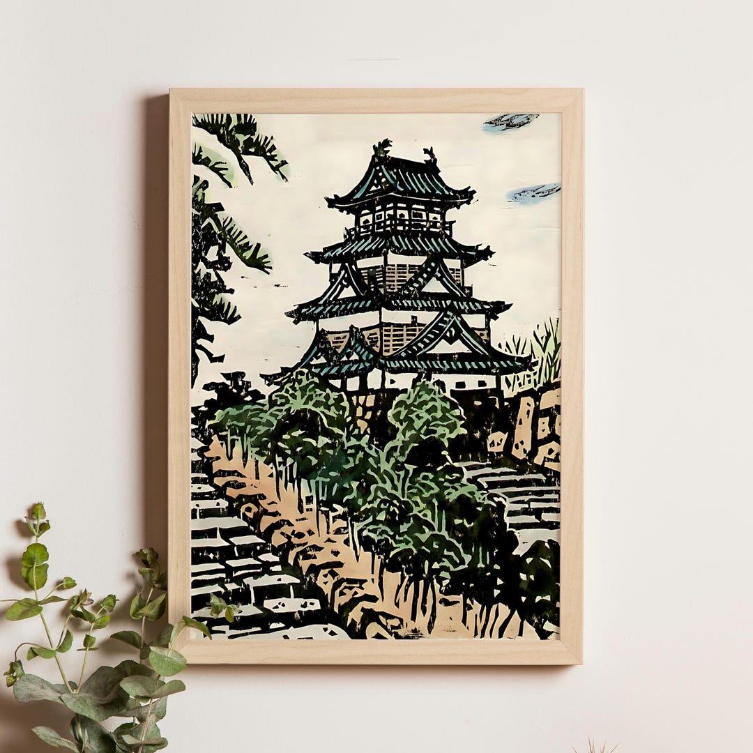 Shirozaki Castle, Makka Munakata, 1930s, Japanese Woodblock Landscape ...